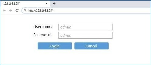 192.168.1.254 Connexion administrateur - Page Routeur d'accès