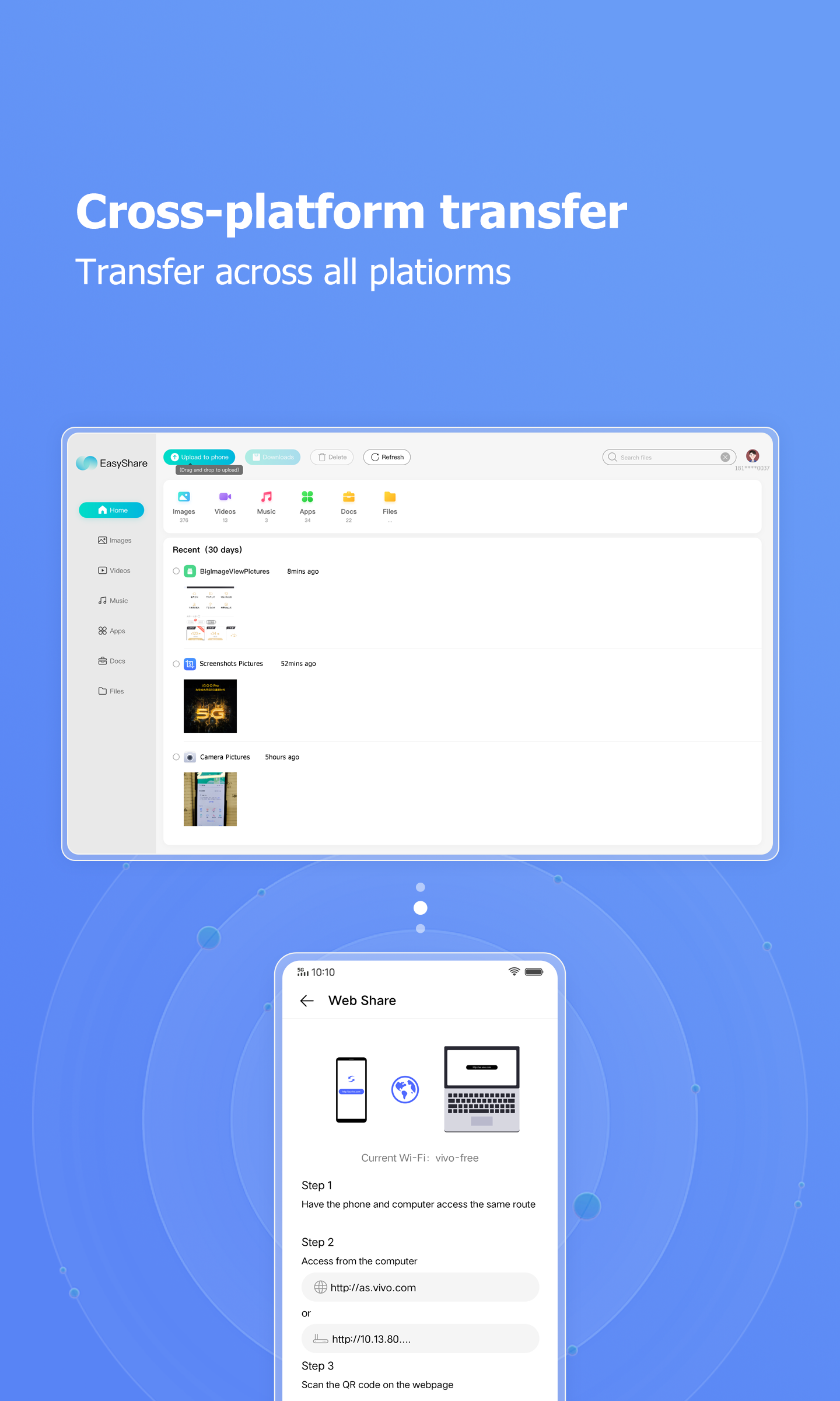 So übertragen Sie Dateien mit der EasyShare-App vom PC auf das Handy ...